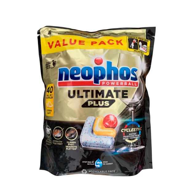 Neophos opvasketabs, Ultimate Plus Lemon 40 stk | E-mærket shop